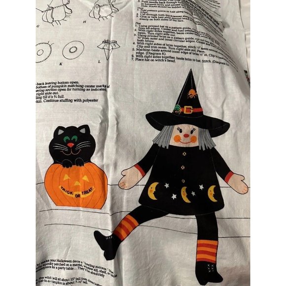 Cranston | Accents | Vtg Cotton Panel Halloween Witch Cloth Doll Cut ...